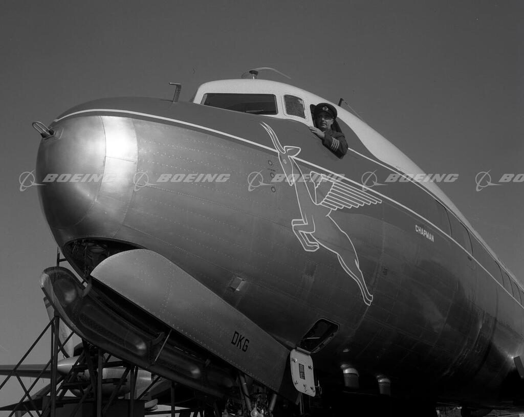 Boeing Images - Boeing DC-7B South African Airways Pilot in Cockpit Window