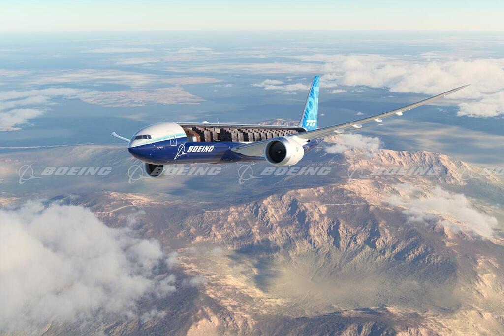 Boeing Images - Boeing 777-8F Cargo Plane in Flight with Cut-away ...
