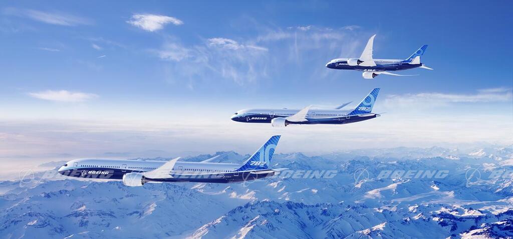 Boeing Images - Boeing 787 Family In-Flight over Mountains