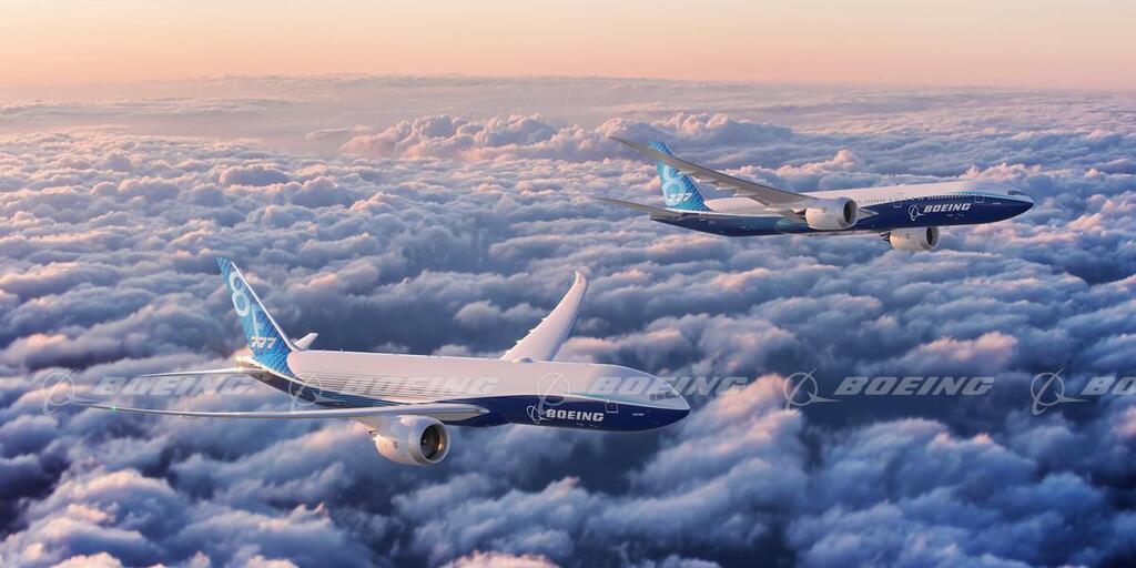 Boeing Images - Boeing 777-8 and 777-8F In-Flight over Clouds
