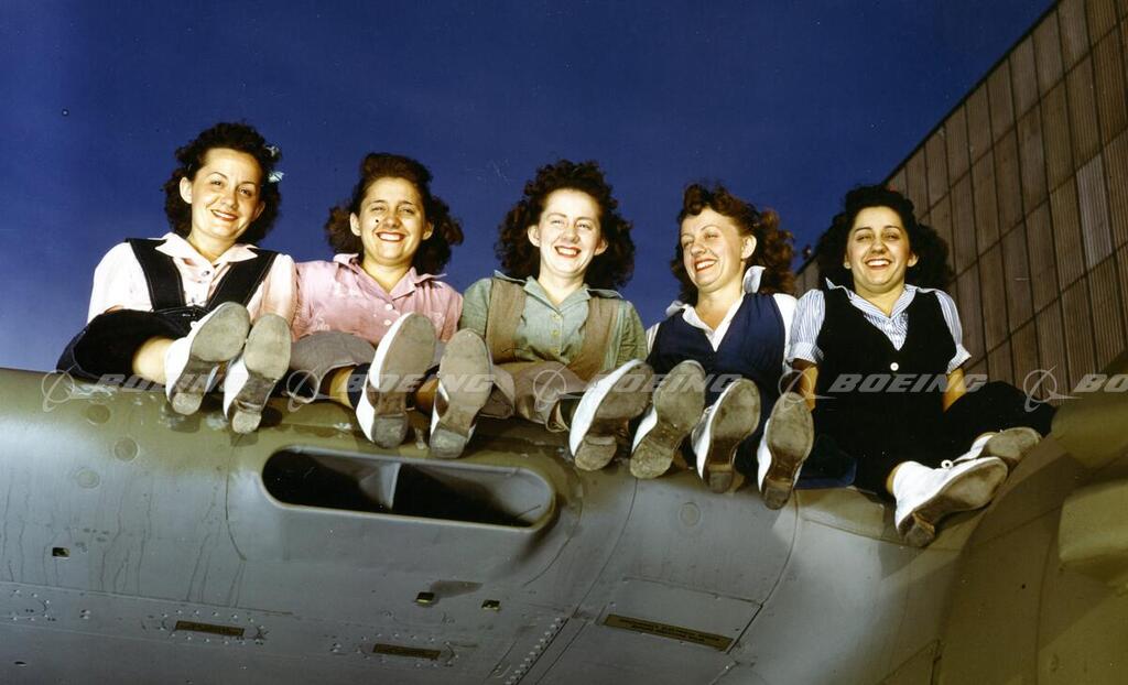 Boeing Images - Women Pose for a Photo atop an Aircraft at North ...