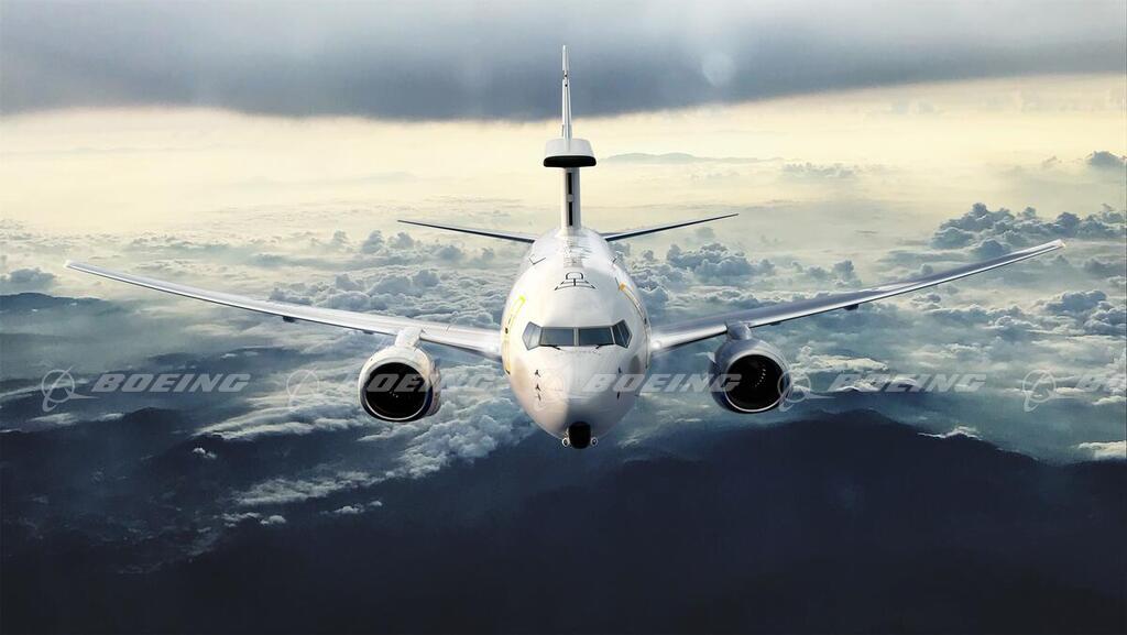 Boeing Images - E-7A blank livery over moutains and clouds