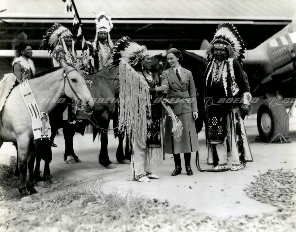 Boeing Images - Native Americans and Flight Attendant Stand near Boeing ...