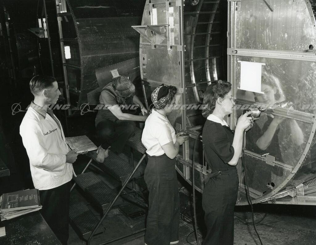 Boeing Images - Women Riveting on a Fuselage