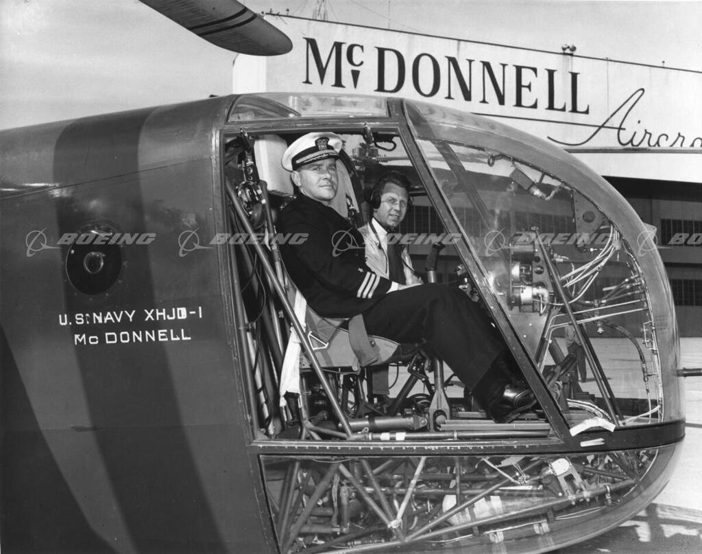 Boeing Images - Posing in cockpit of XHJD-1 Whirlaway