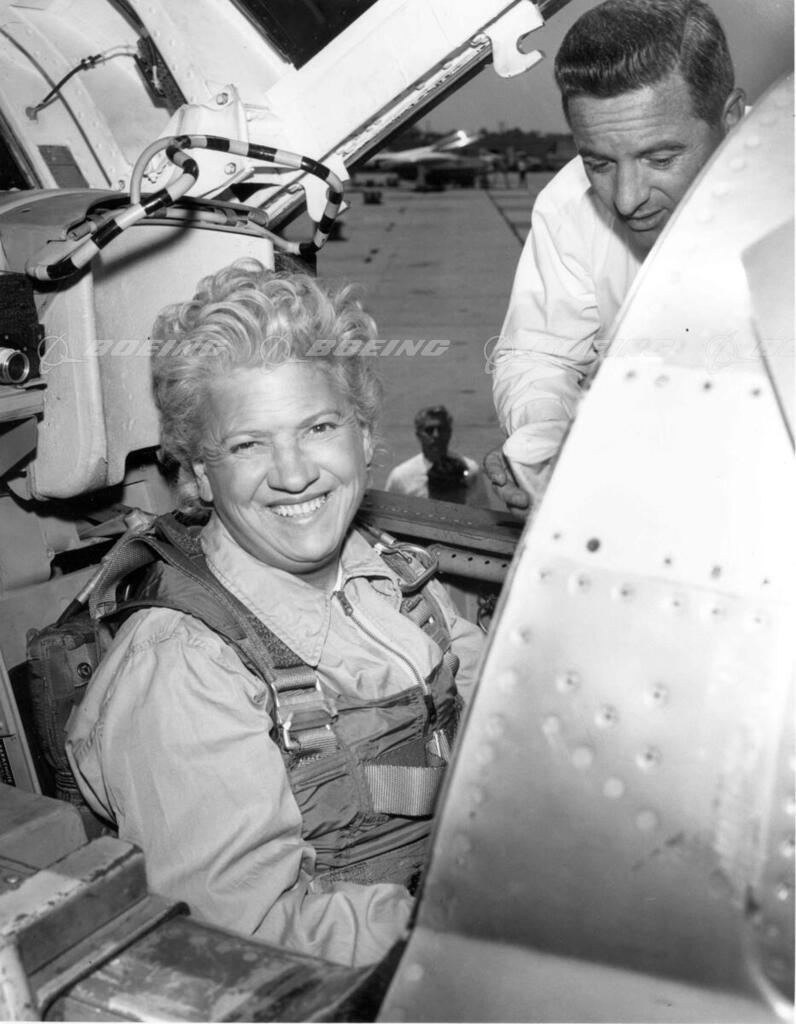 Boeing Images - Jacqueline Cochran Pictured Sitting in Plane Cockpit