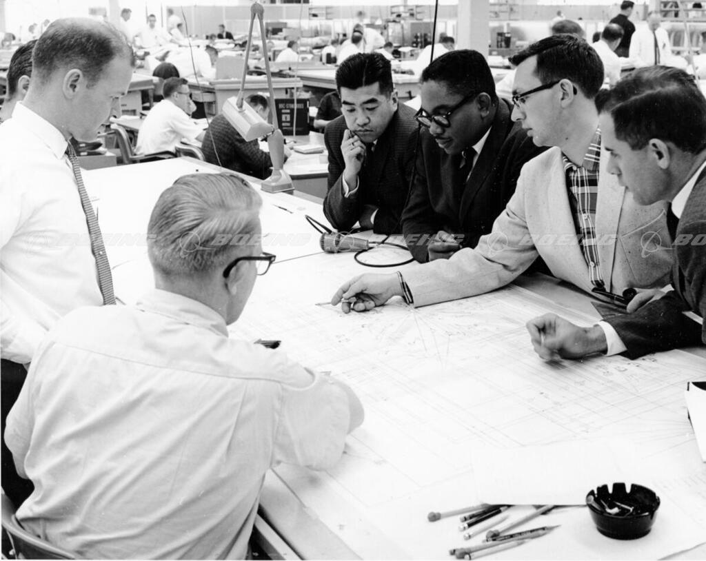 Boeing Images - Boeing Engineers Reviewing Aircraft Drawings