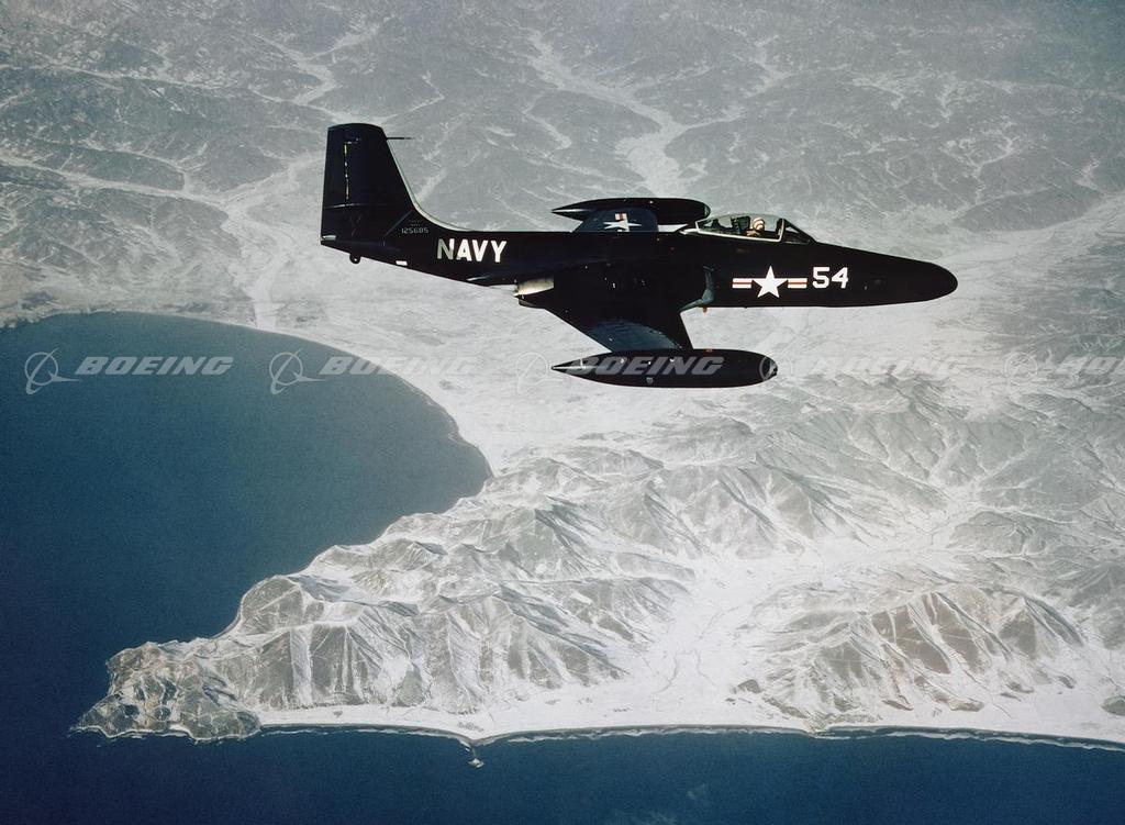 Boeing Images - F2H-2 Banshee in Flight Over Korea