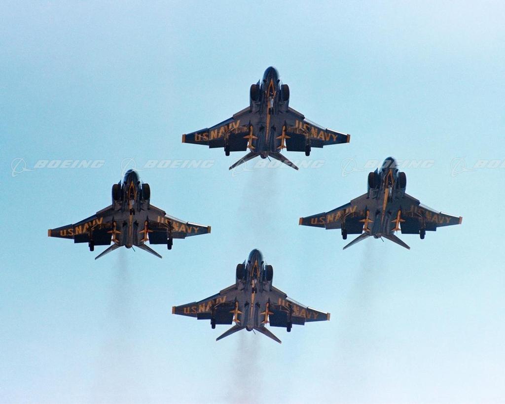 Boeing Images - F-4J Phantom II Blue Angels Flying in Diamond Formation
