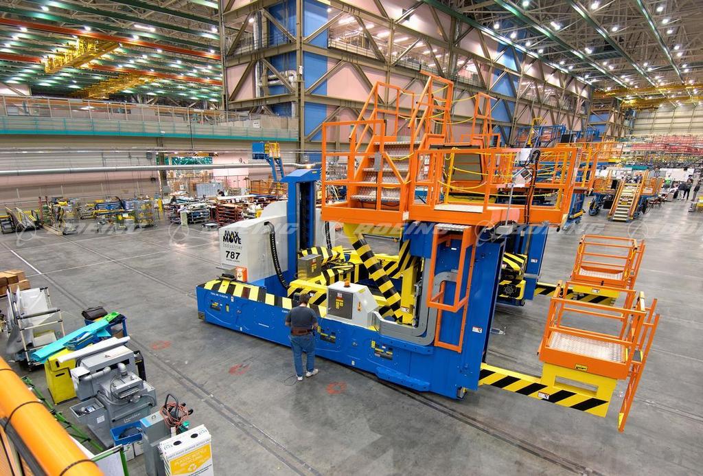 Boeing Images - Boeing Worker with 787 Line Moving Assembly Equipment