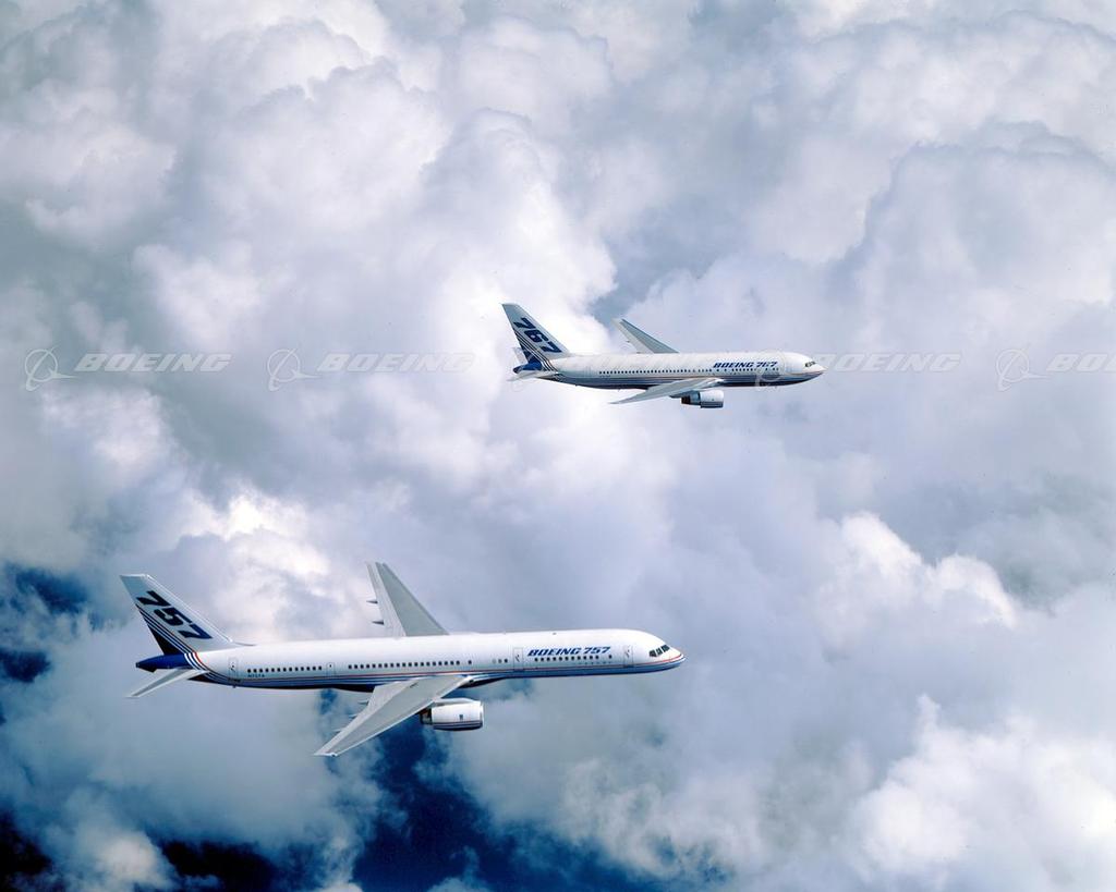 Boeing Images - 757 and 767 in Flight Together