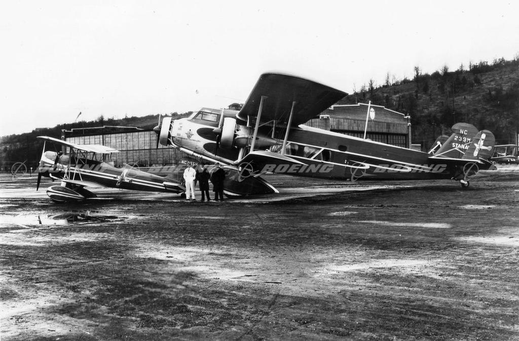 Boeing Images - Boeing Model 80 with Stearman Biplane
