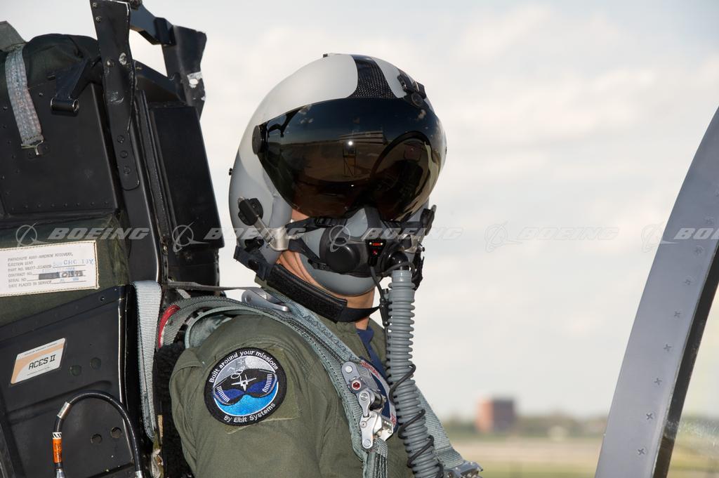 Boeing Images - Joint Helmet Mounted Cueing System II Helmet on F-15 Pilot