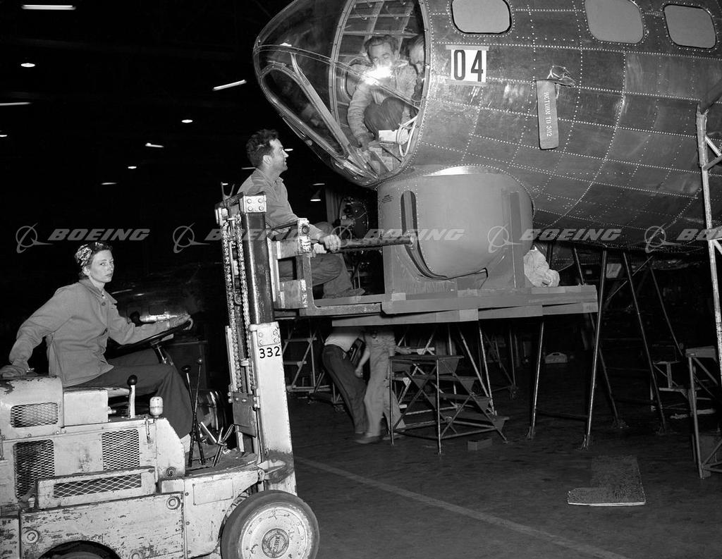 Boeing Images - Installation of B-17G Flying Fortress Chin Turret