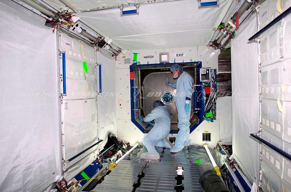 Boeing Images - Boeing Technicians Working On Hatch Inside Destiny ...