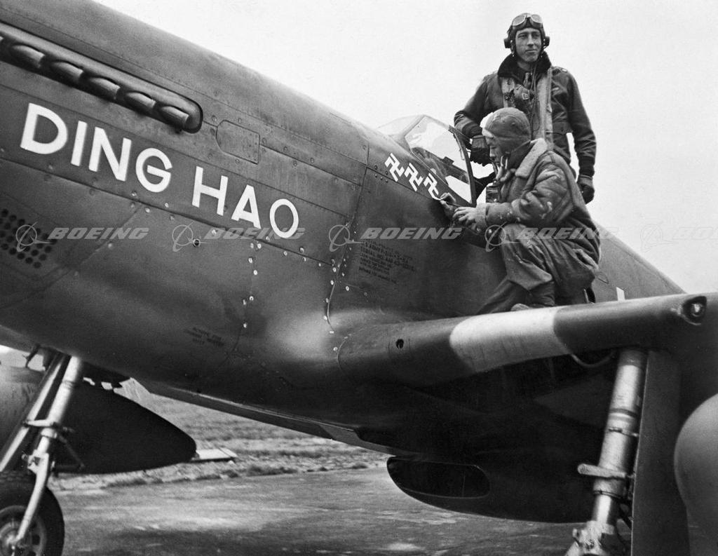 Boeing Images - Major James Howard and his P-51B Mustang "Ding Hao"
