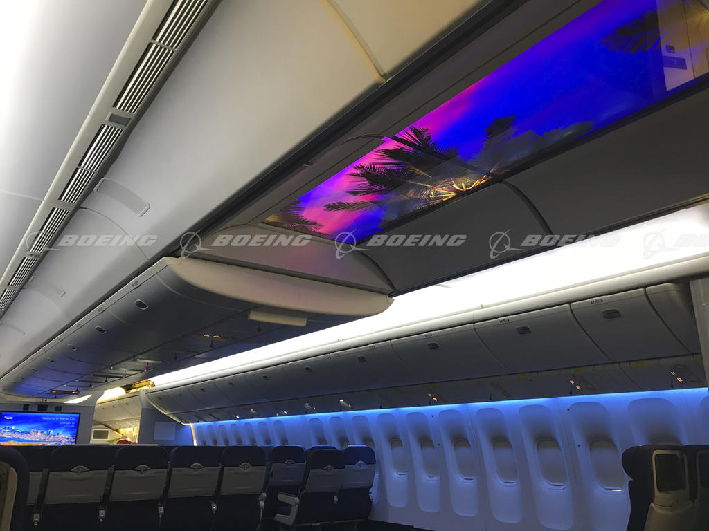 Boeing Images - Organic LED displays in the ceiling in the 777 ...