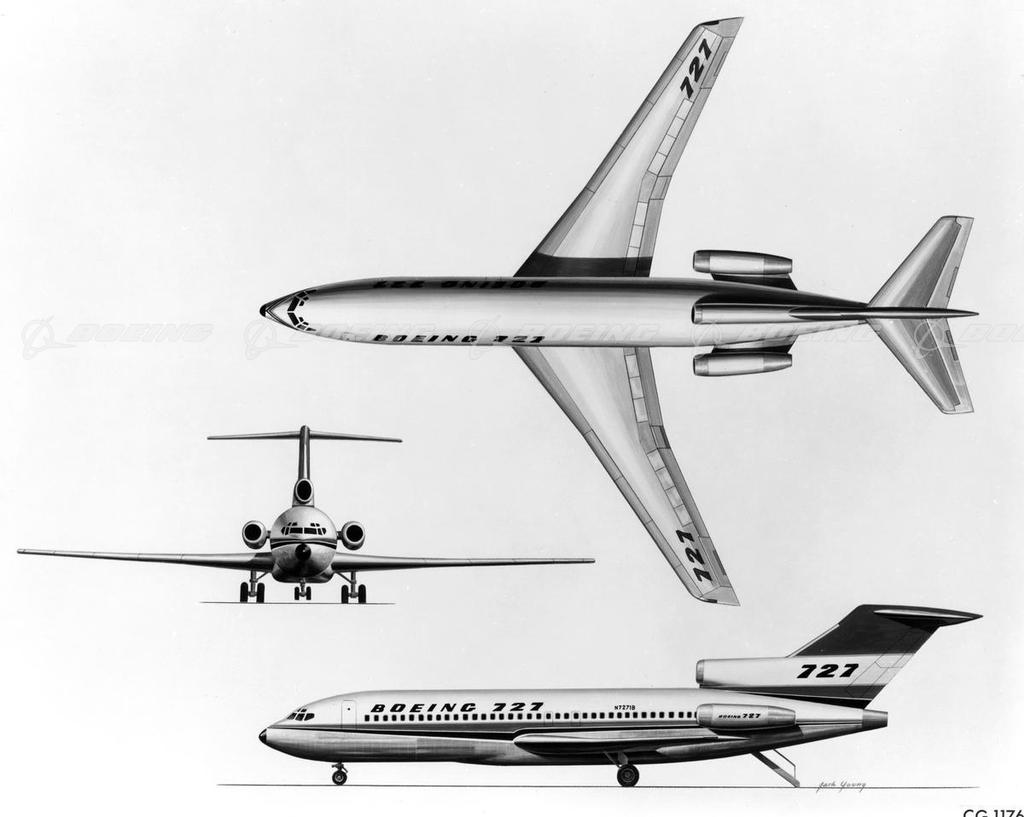 Boeing Images - Boeing 727 Three-View