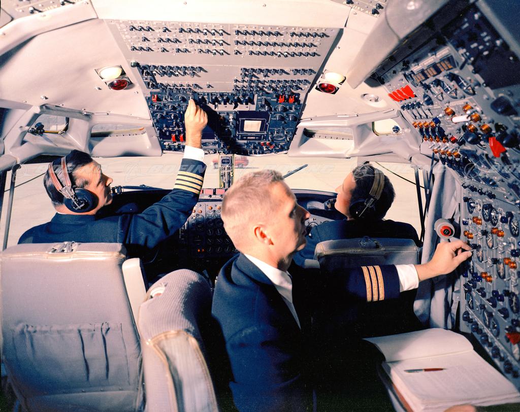 Boeing Images - 707-120 Flightdeck, with PAA Crew