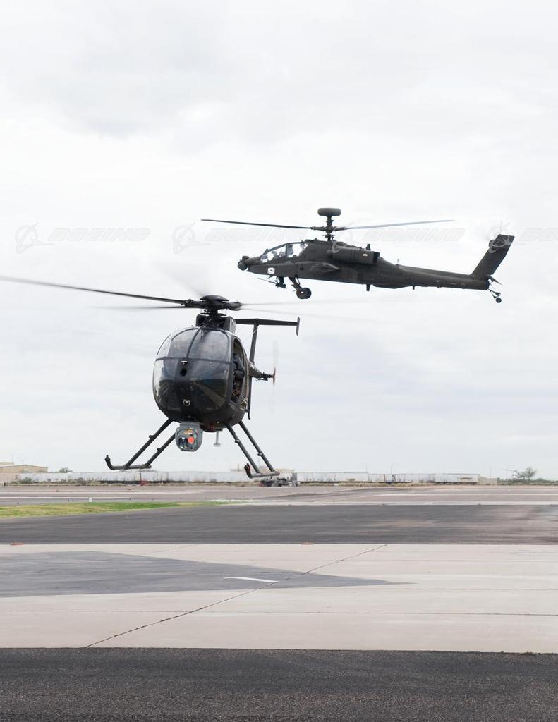 Boeing Images - AH-64D Apache Longbow with MH-6 Little Bird UAV
