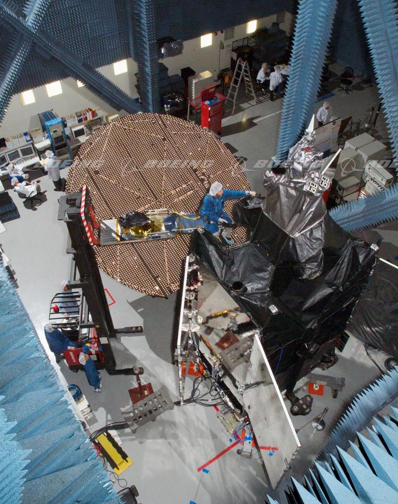 Boeing Images - Boieng 702 Satellite, XM-3, in Anechoic Chamber