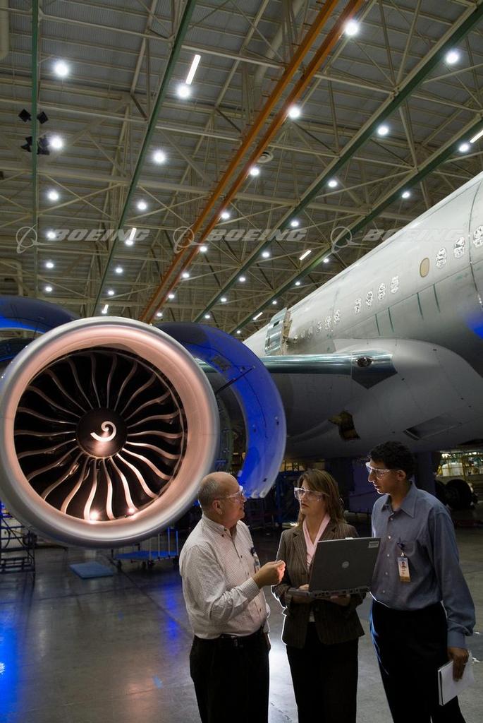 Boeing Images - Boeing Engineers with 777 in Factory