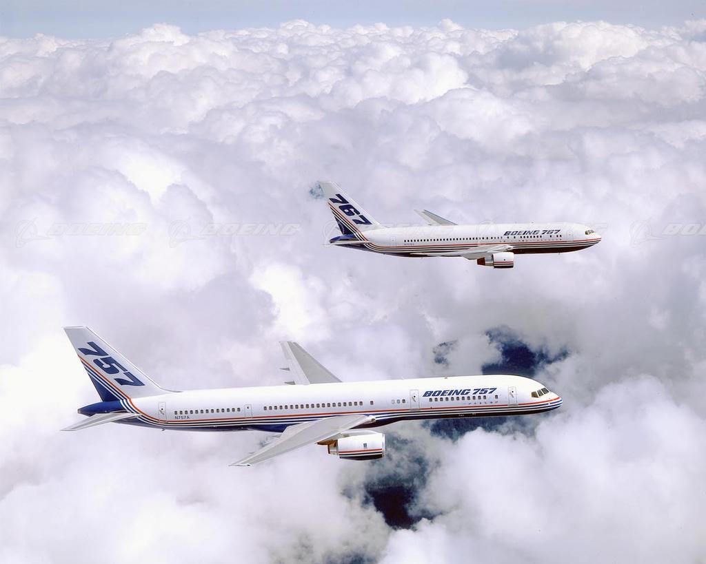 Boeing Images - 757 and 767 in Flight Together