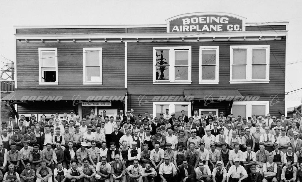 Boeing Images - Employees in Front of Original Boeing Main Office Building
