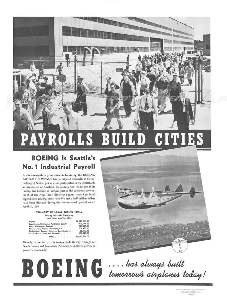 Boeing Images - Boeing Payrolls Build Cities Advertisement from 1939