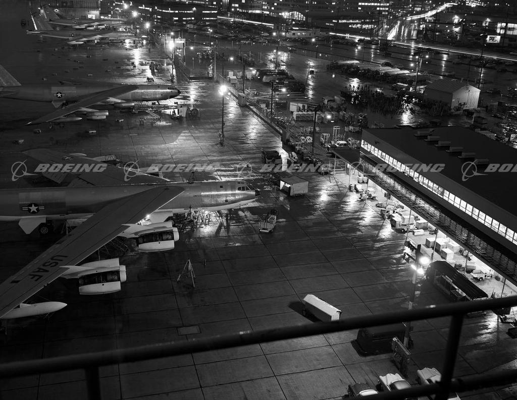 Boeing Images - B-52 Stratofortresss on Boeing Field at Night