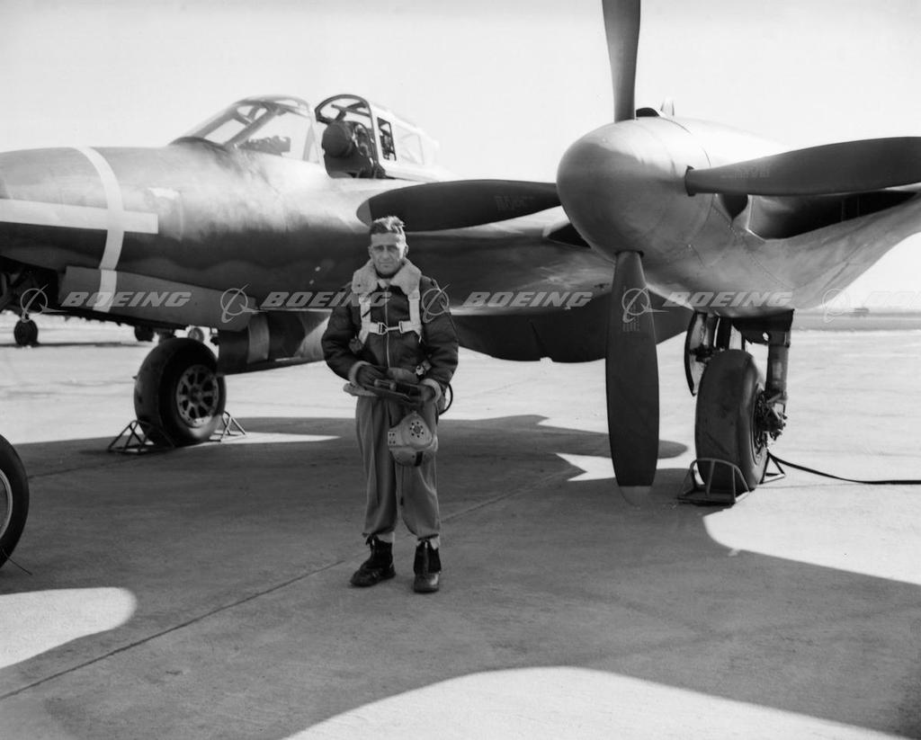 Boeing Images - McDonnell XP-67 and Chief Test Pilot Ed Elliot