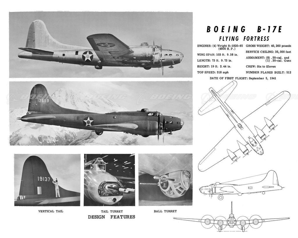 Boeing Images - B-17E Flying Fortress Fact Sheet
