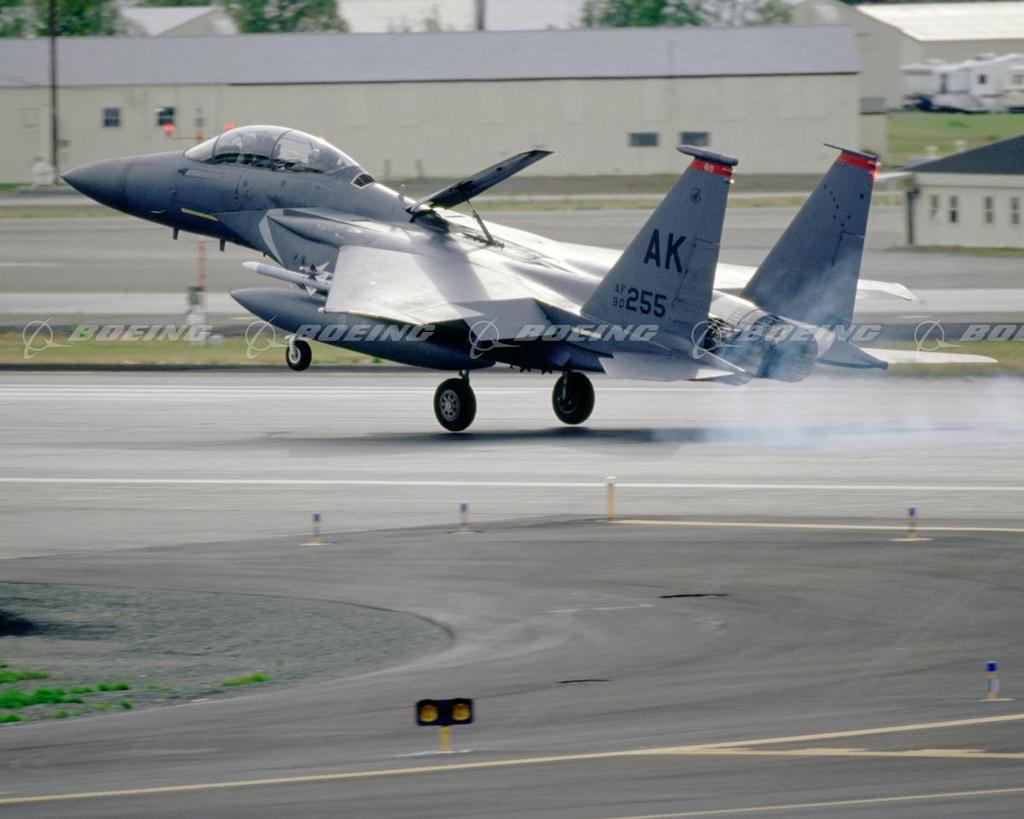 Boeing Images - F-15E Strike Eagle Landing with Airbrake Deployed