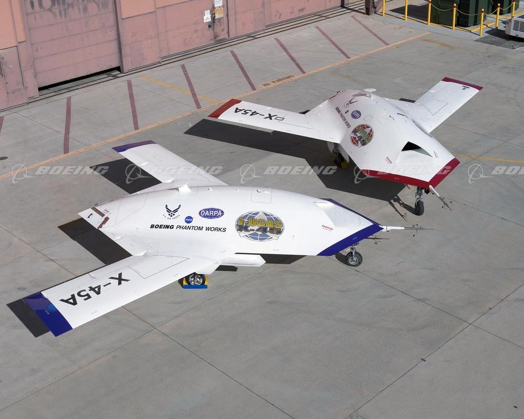 Boeing Images - Two X-45A UCAVs Parked Side by Side