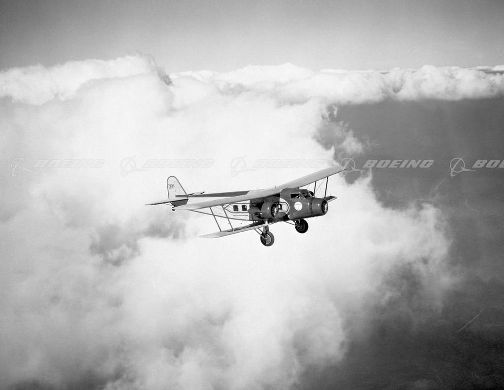 Boeing Images - Model 80A in Flight with Clouds