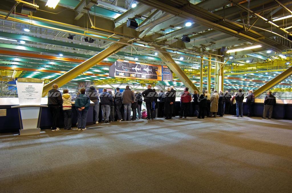 Boeing Images - Visitors at the Everett Factory Tour Center Look over ...