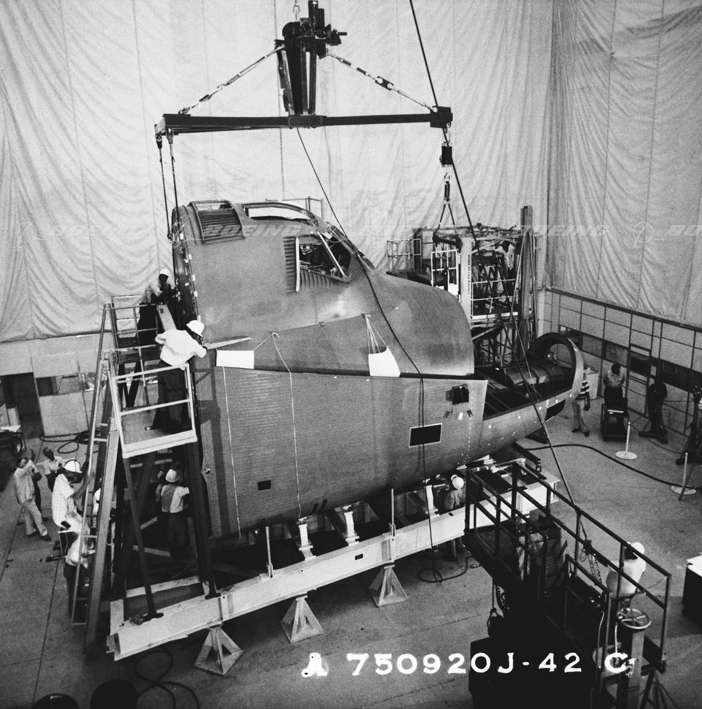 Boeing Images - Space Shuttle Crew Compartment is Lowered into Forward ...