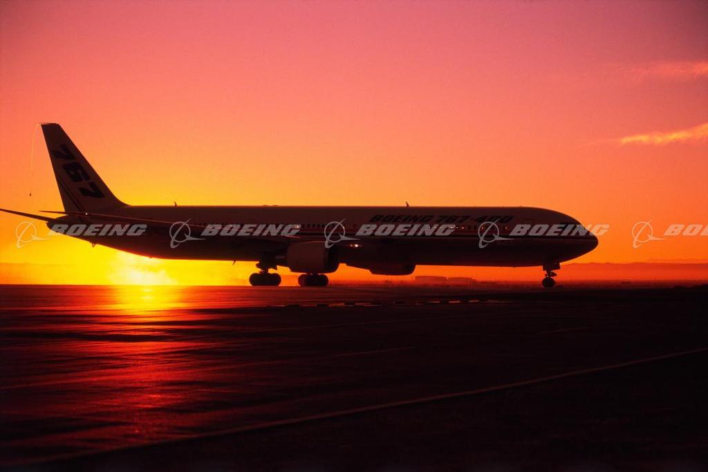 Boeing Images - 767-400 Dramatic Tarmac Sunset