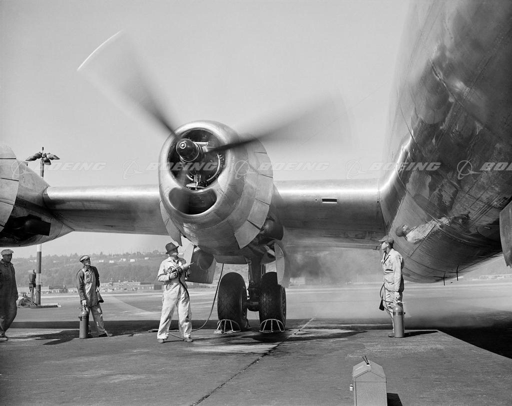 Boeing Images - Crew Starting B-29 Superfortress Engines
