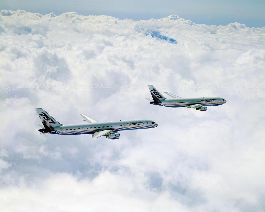Boeing Images - 757 and 767 in Flight Together