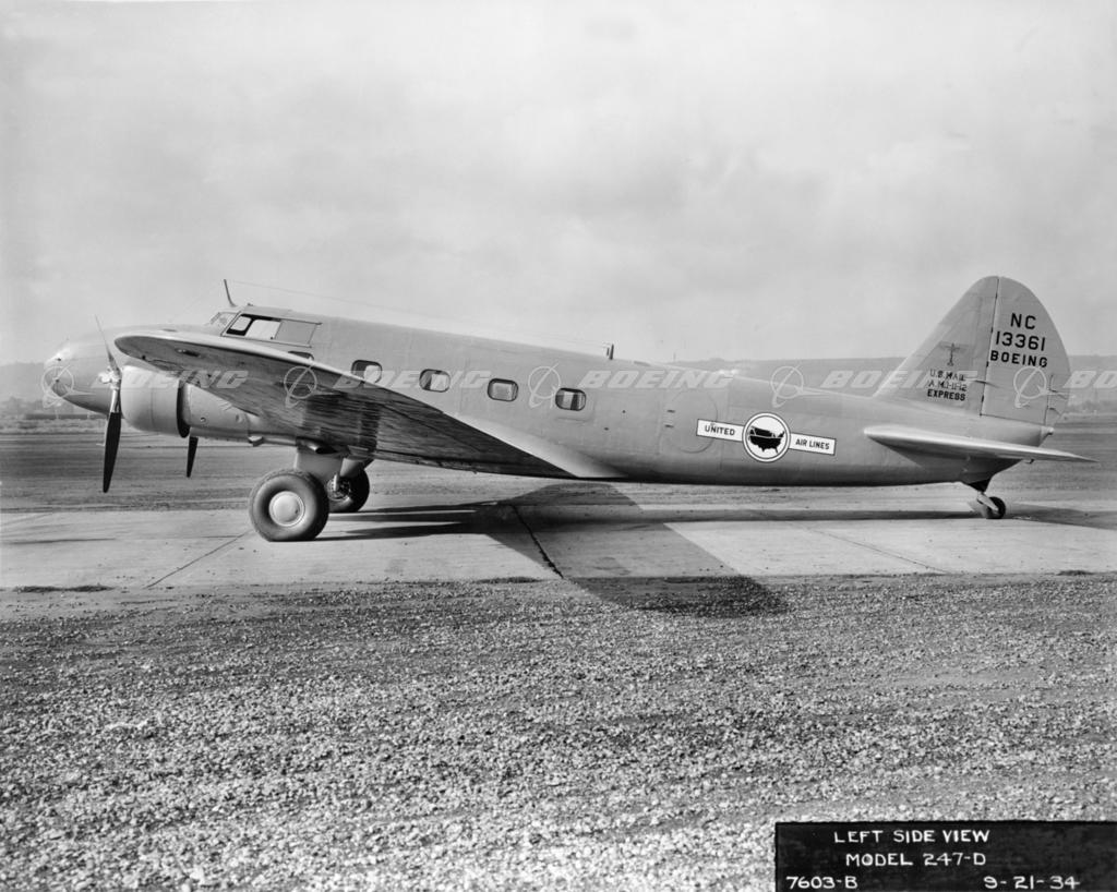 Boeing Images - Left side view of the Model 247-D in 1934