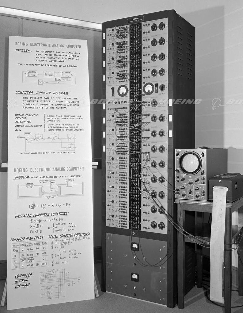 Boeing Images - Boeing Electronic Analog Computer, the BEAC, with Diagram