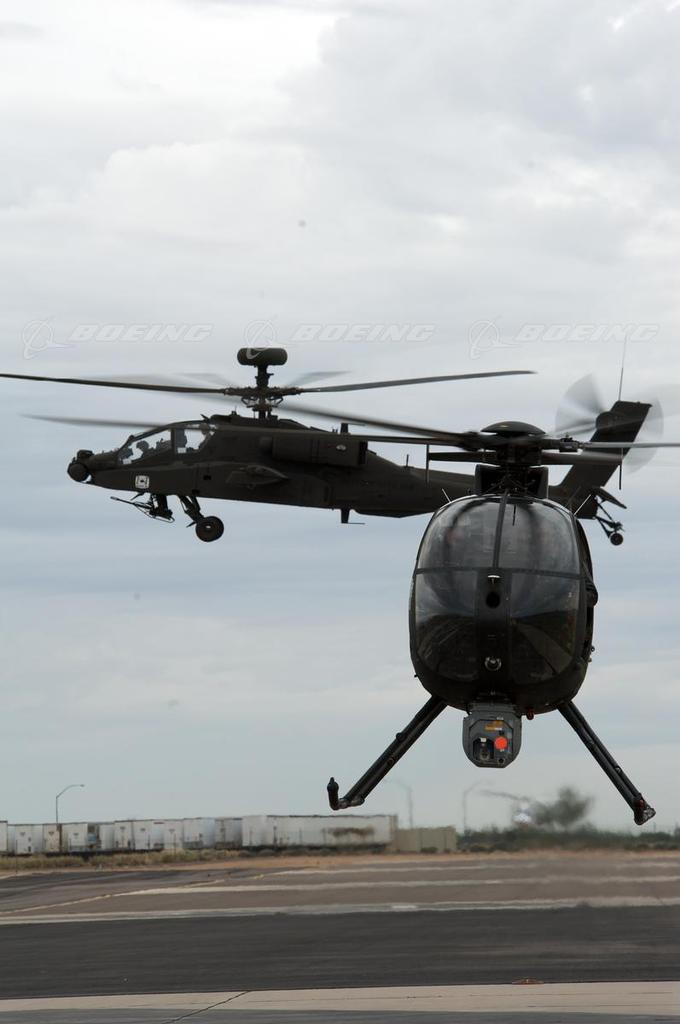 Boeing Images - MH-6 Little Bird UAV with AH-64D Apache Longbow
