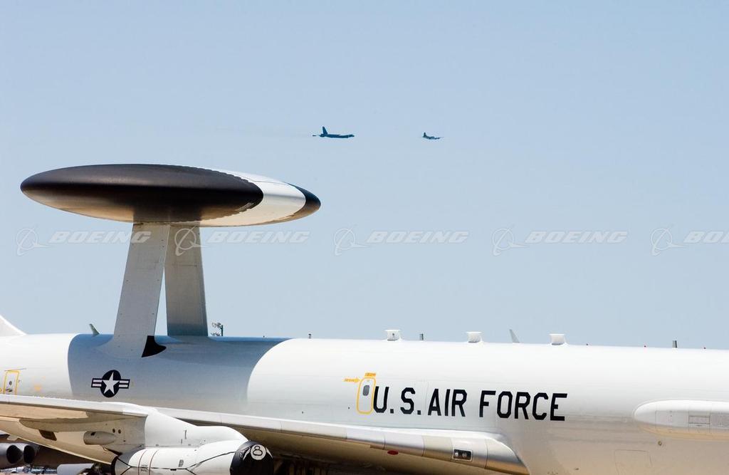 Boeing Images - B-52 and B-17 in Flight over E-3 AWACS Radome