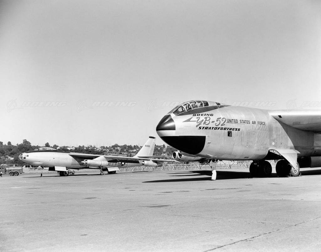 Boeing Images - YB-52 Stratofortress with B-47 Stratojet at Boeing Field