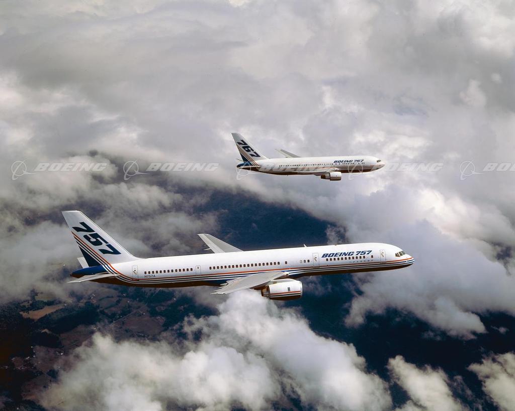 Boeing Images - 757 and 767 in Flight Together