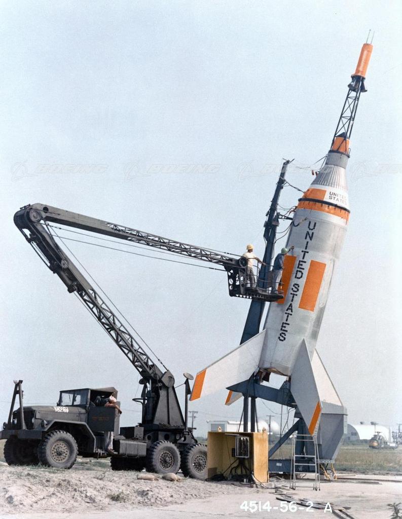 Boeing Images - Hoisting a Little Joe/Mercury Booster Rocket