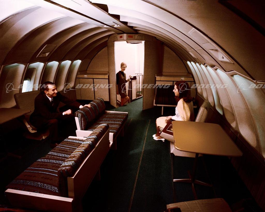 Boeing Images - 747-100 Upper Deck Passenger Cabin Mock-Up, circa 1968