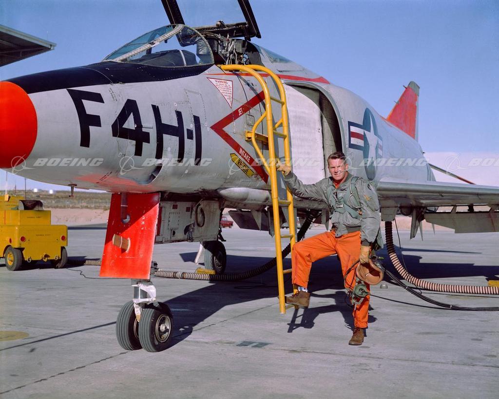 Boeing Images - McDonnell Test Pilot Bob Little with F4H-1 Prototype