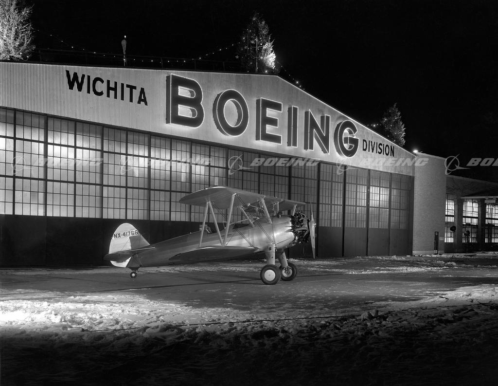Boeing Images - Neon Boeing Wichita Sign with Stearman Kaydet PT, Plant ...